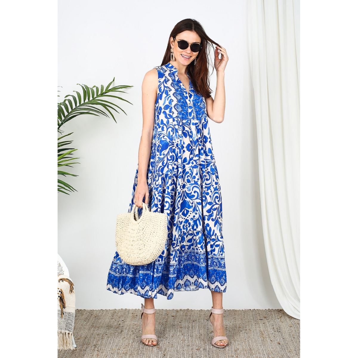 SCARPY | Scarpy creation ete ville noelina robe longue imprimee bleu ...